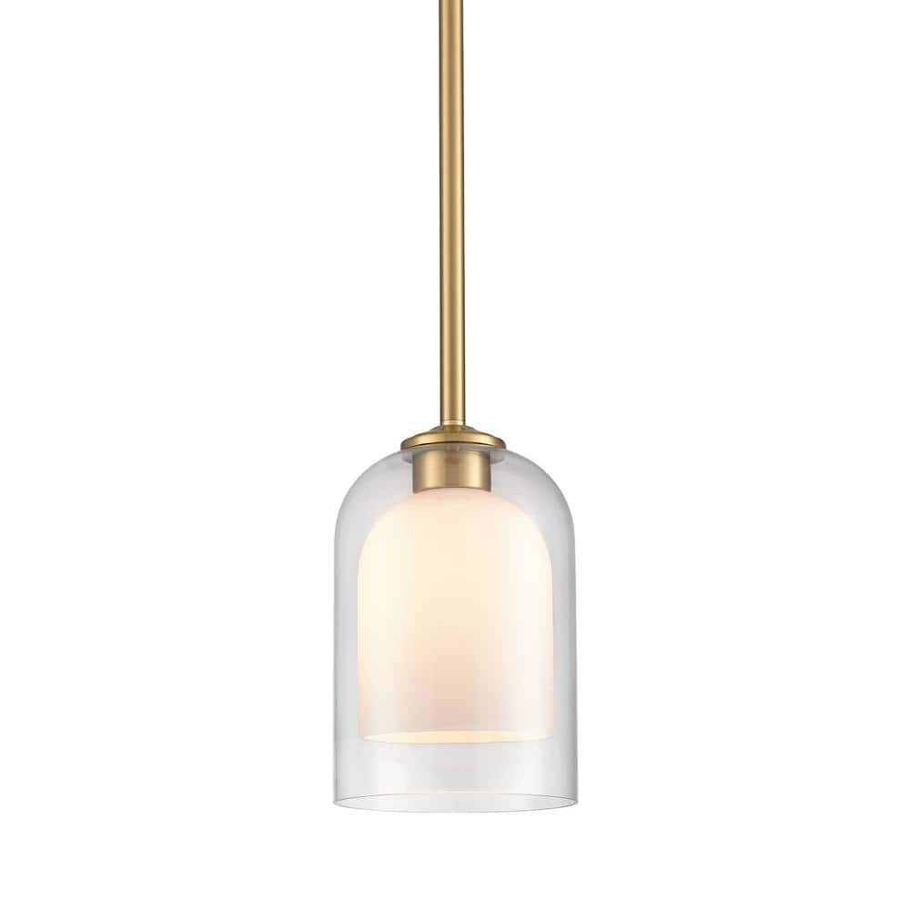 CLAXY 60 Watt 1 Light Gold Finished Shaded Pendant Light with Clear ...