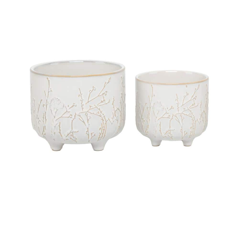 Flora Bunda Set of 2 6" &4.75" Footed CT2353E2-IVORY - The Home Depot