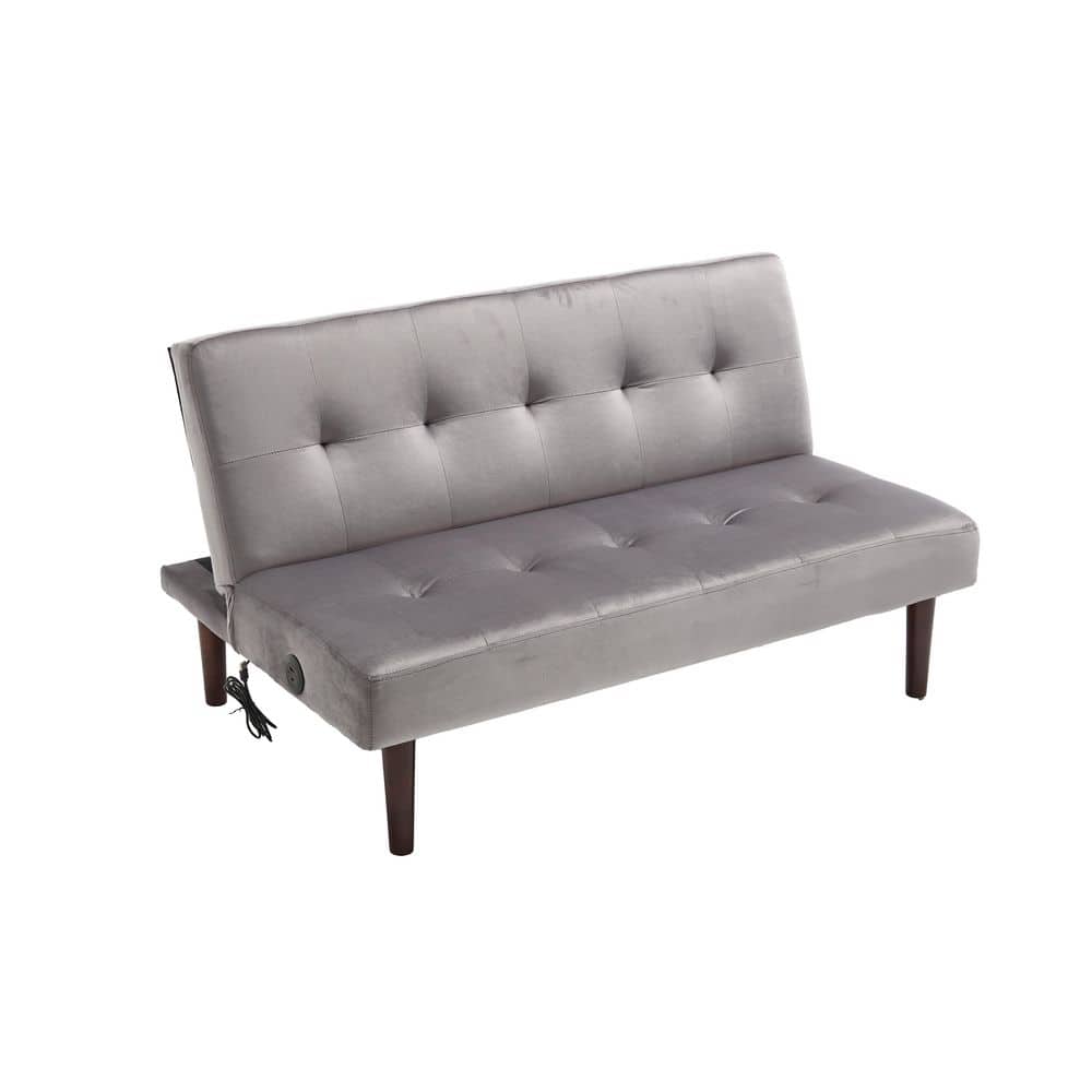 HOMEFUN 45 in. Gray Modern Flannelette Foldable Fashion Sofa Bed with ...