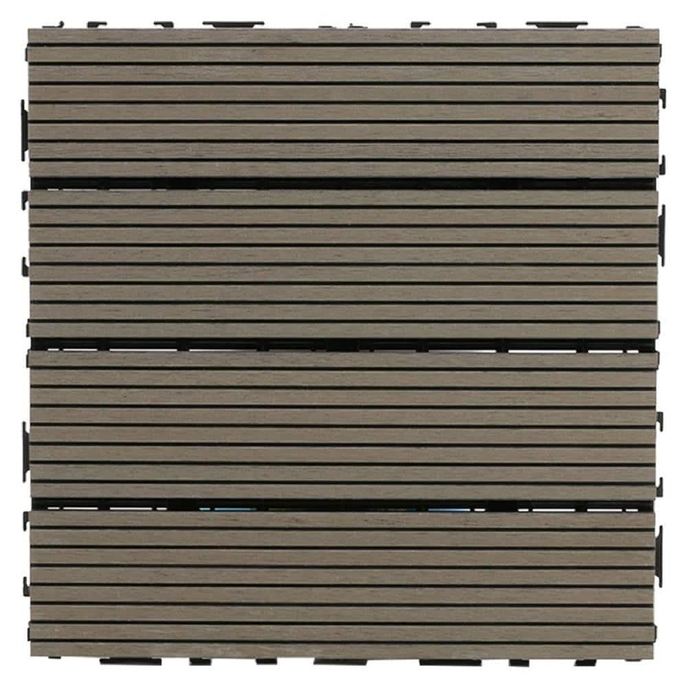 Pro Space 12 in. x 12 in. Composite Interlocking Deck Tiles Straight ...