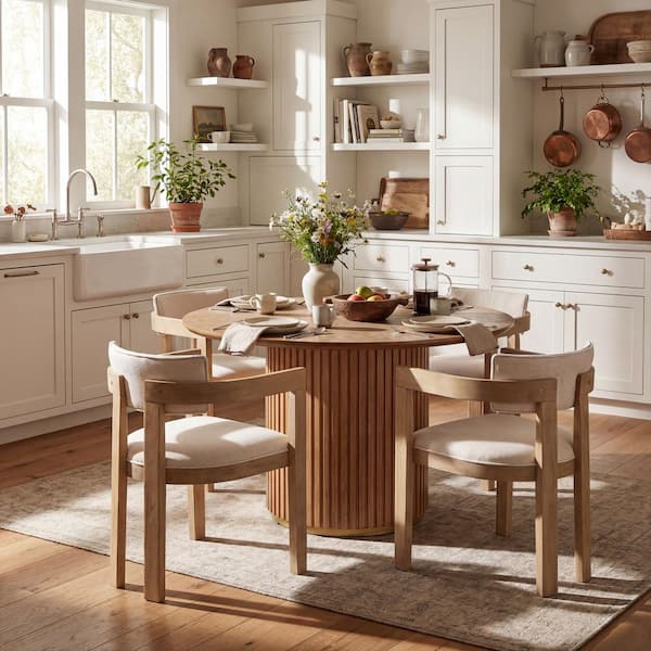 CHRISTOPHER KNIGHT HOME Tilda 5-Piece Beige+Light Ash Wood Top Dining ...