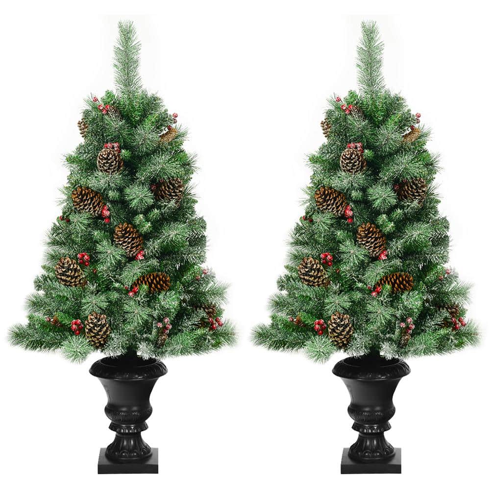 Costway 4 ft. Unlit Slim Fraser Fir Artificial Christmas Tree with 187 ...