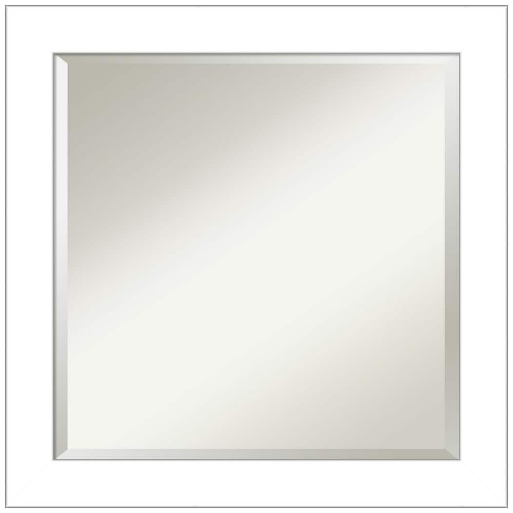 Amanti Art Wedge White 24 in. H x 24 in. W Framed Wall Mirror ...