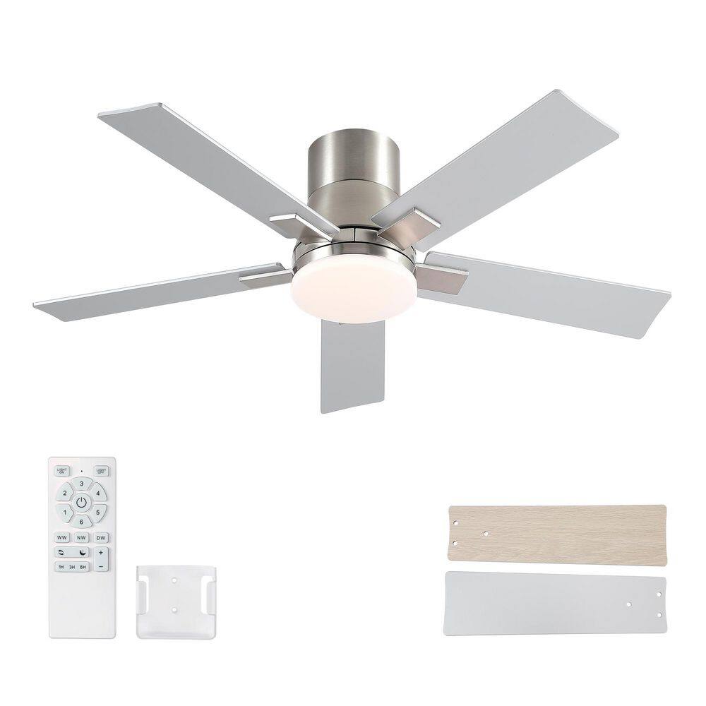 Realmate Stylish 42 in. Indoor Brushed Nickel Flush Mount Ceiling Fan ...