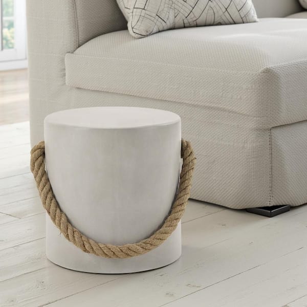 Benjara Rennie 16 in. Natural Gray and Brown Round Concrete Cement ...