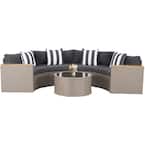 Suncrown 5-Piece Wicker Outdoor Half-Moon Sectional Sofa Set with Gray ...