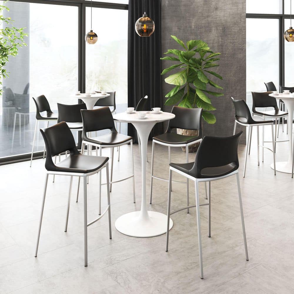 HOME IMPORTS EMPORIUM 25.2 in. H Black Finish Low Back Wood Bar Stool ...