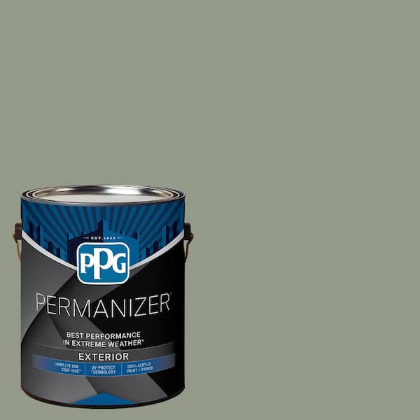 PERMANIZER 1 gal. PPG1128-5 Green Tea Leaf Flat Exterior Paint PPG1128 ...