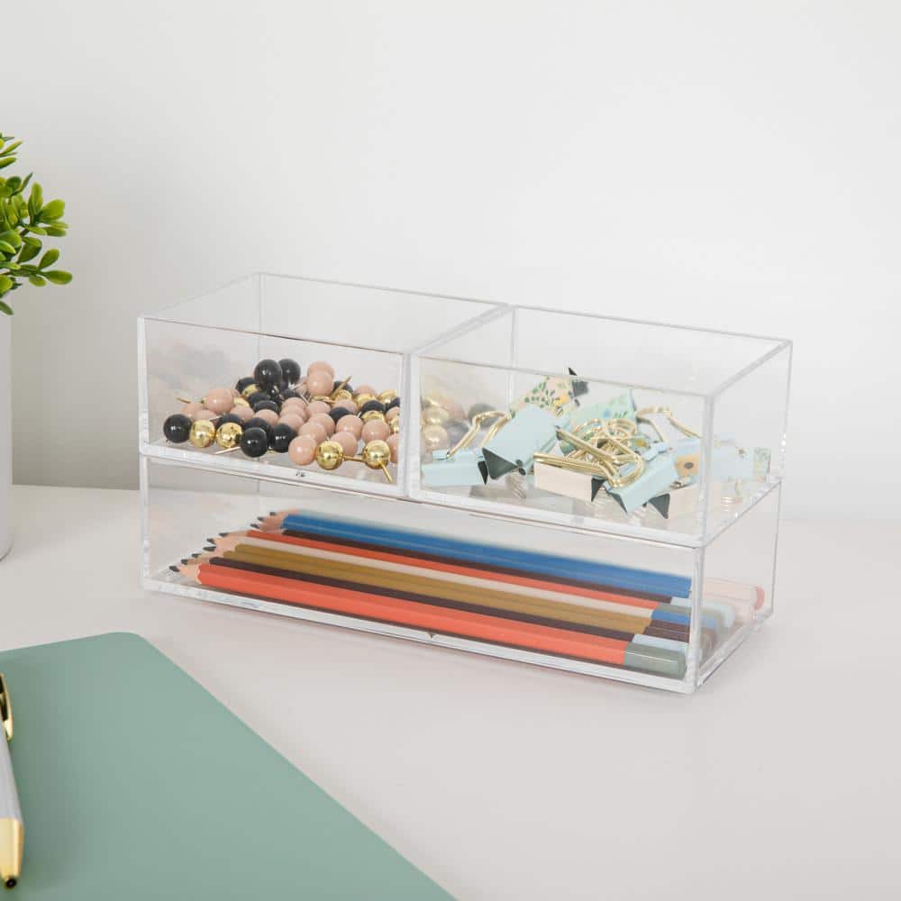 MARTHA STEWART Clear Desk Organizer Set of 3 - 2 Small/1 Medium BE ...