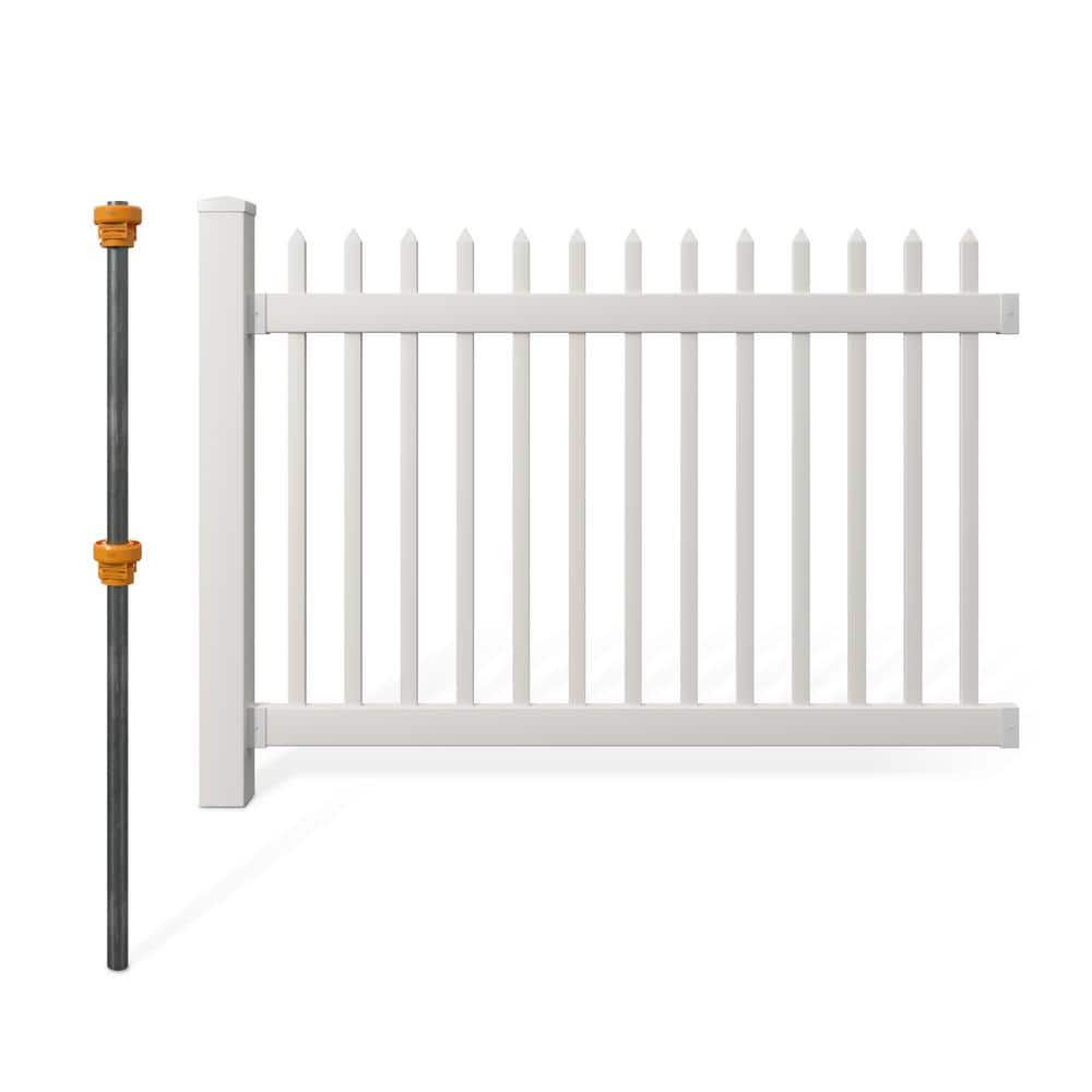 WamBam Fence 4 ft. H x 6 ft. W No Dig Nantucket Flat Top Pointed Spaced ...