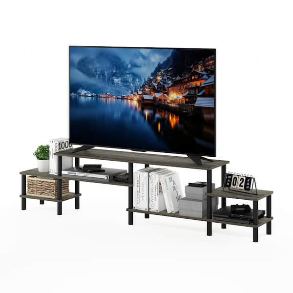 Furinno Turn N Tube Grand Entertainment Center for TV Up to 80 inch French Oak Grey Black
