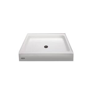 JACUZZI 42 in. x 48 in. Center Drain 6 in. Shower Base in White ...