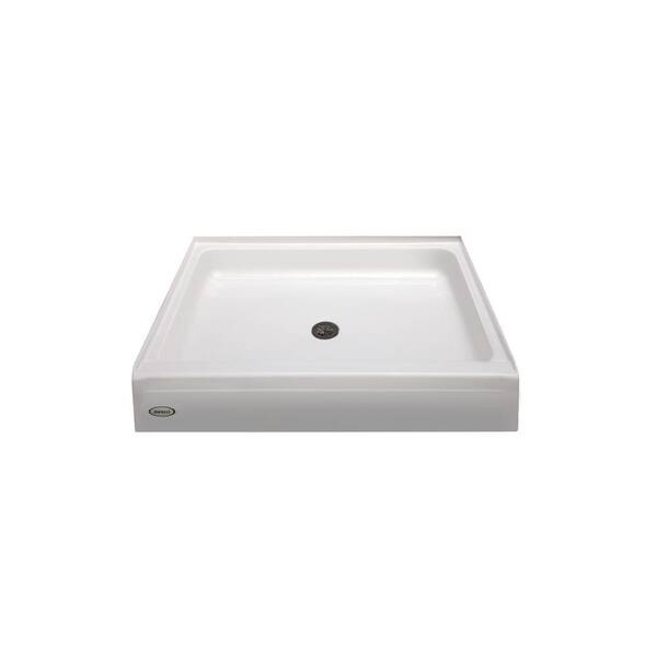 JACUZZI 48 in. x 48 in. Center Drain 6 in. Shower Base in White ...