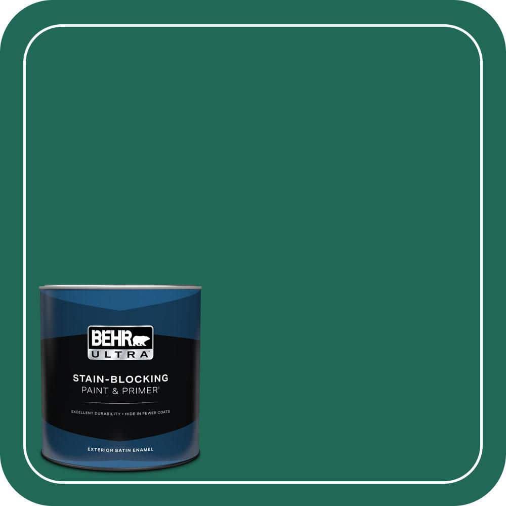 BEHR ULTRA 1 qt. #S-H-480 Forest Rain Satin Enamel Exterior Paint ...