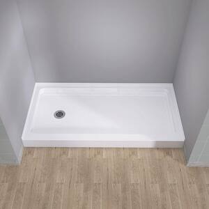NTQ 60 in. x 32 in. Acrylic Single Threshold Shower Pan Alcove Floor ...