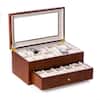 BEY-BERK Cherry Wood 20-Watch Box with Glass Top and Drawer Velour ...