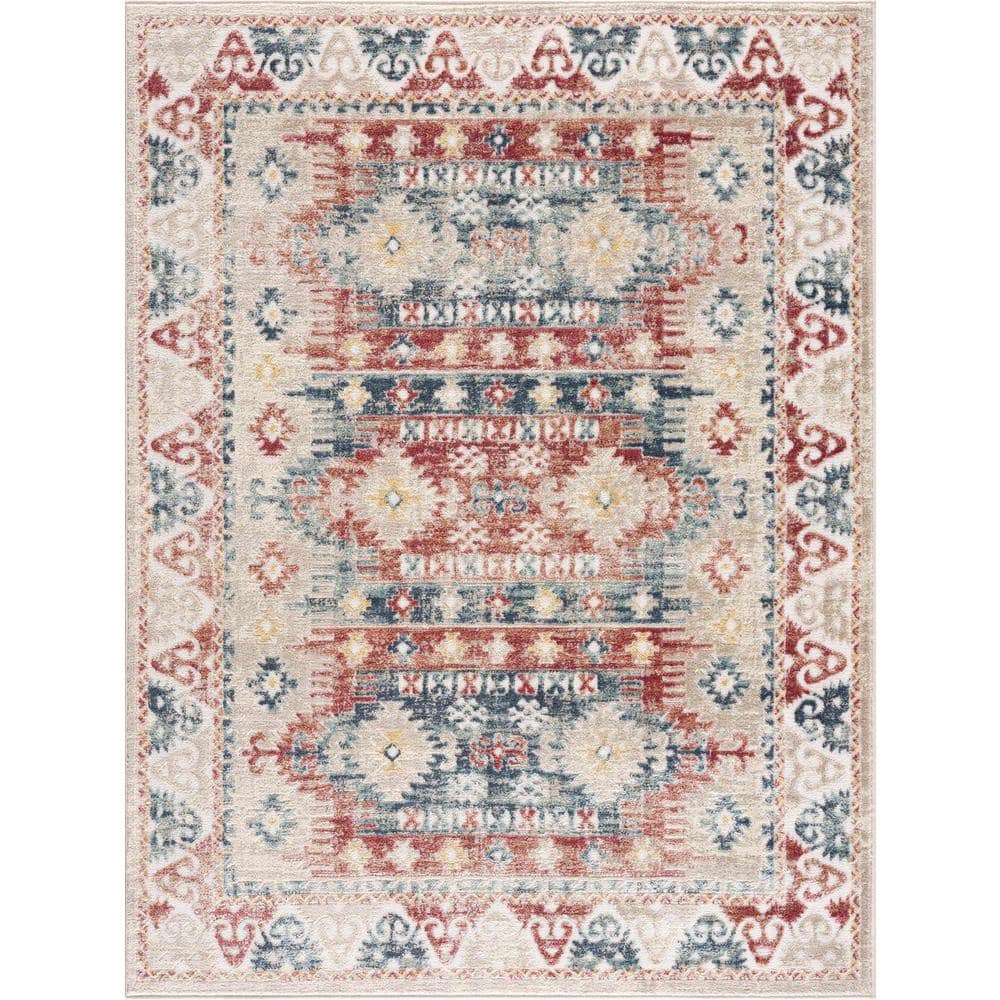 HAUTELOOM Bindi Blue Light Rose 8 ft. x 10 ft. Area Rug HJPTBINDIA1 ...