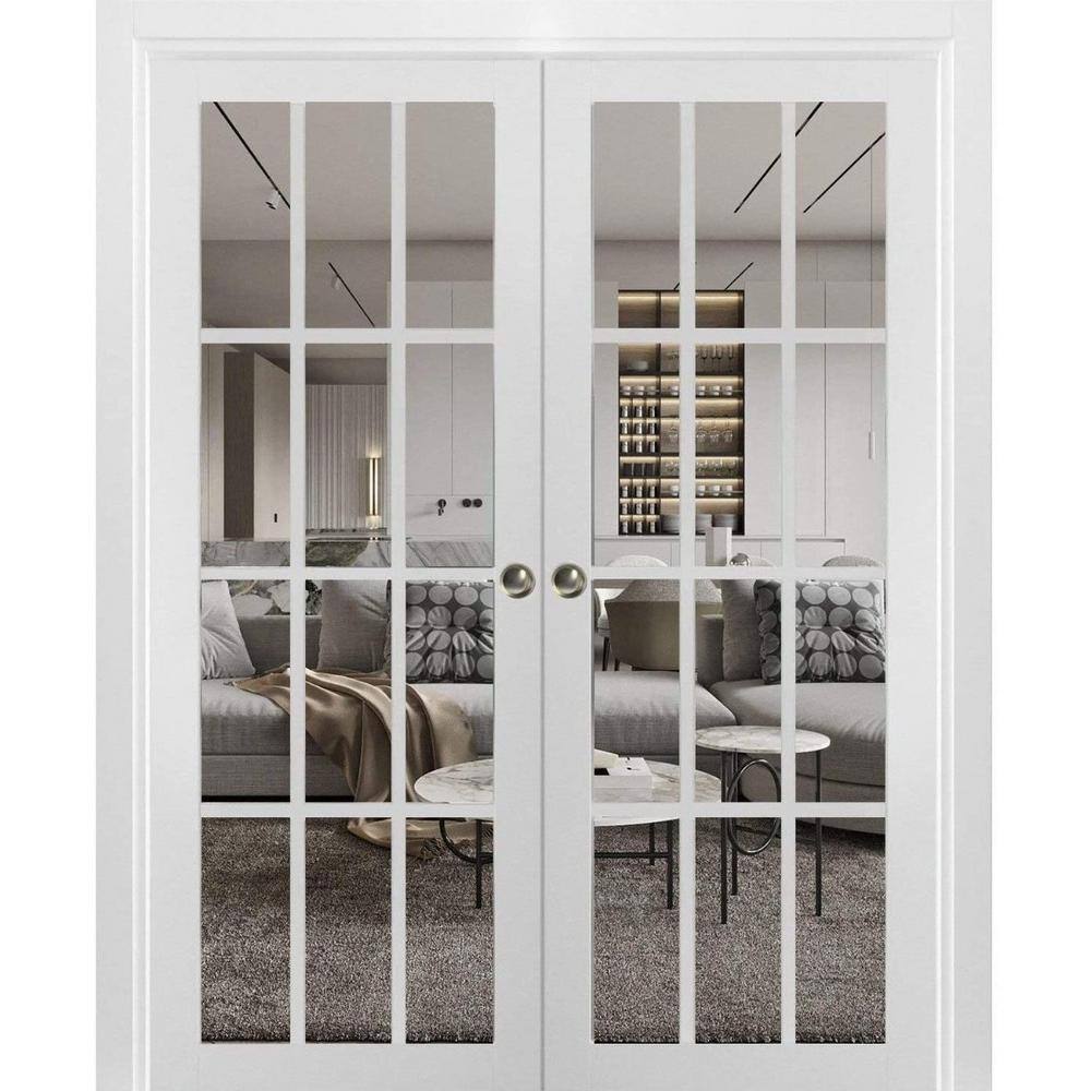 Sartodoors 56 in. x 80 in. 2 Panel White Finished Solid Wood Sliding ...