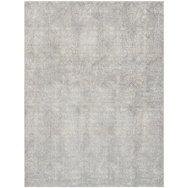 Inspire Me! Home Decor Iliana Light Grey 9 ft. x 12 ft. Damask ...