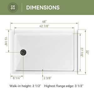 HOROW 48 in. L x 32 in. W x 72 in. H Alcove Shower Kit with Sliding ...