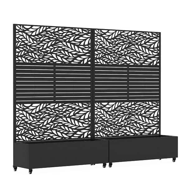 SpassWay 6 ft. H x 4 ft. W Metal Planter Box Privacy Screen Garden Bed ...
