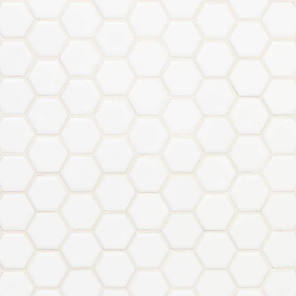 Ivy Hill Tile Bliss Hexagon Matte White 43in. x 0.24 in. Porcelain ...