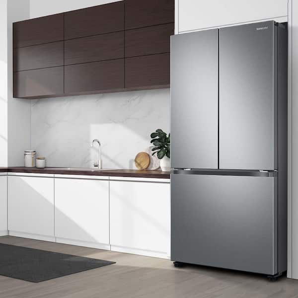Samsung 25 cu. ft. Standard Depth 3-Door French Door Smart Refrigerator ...