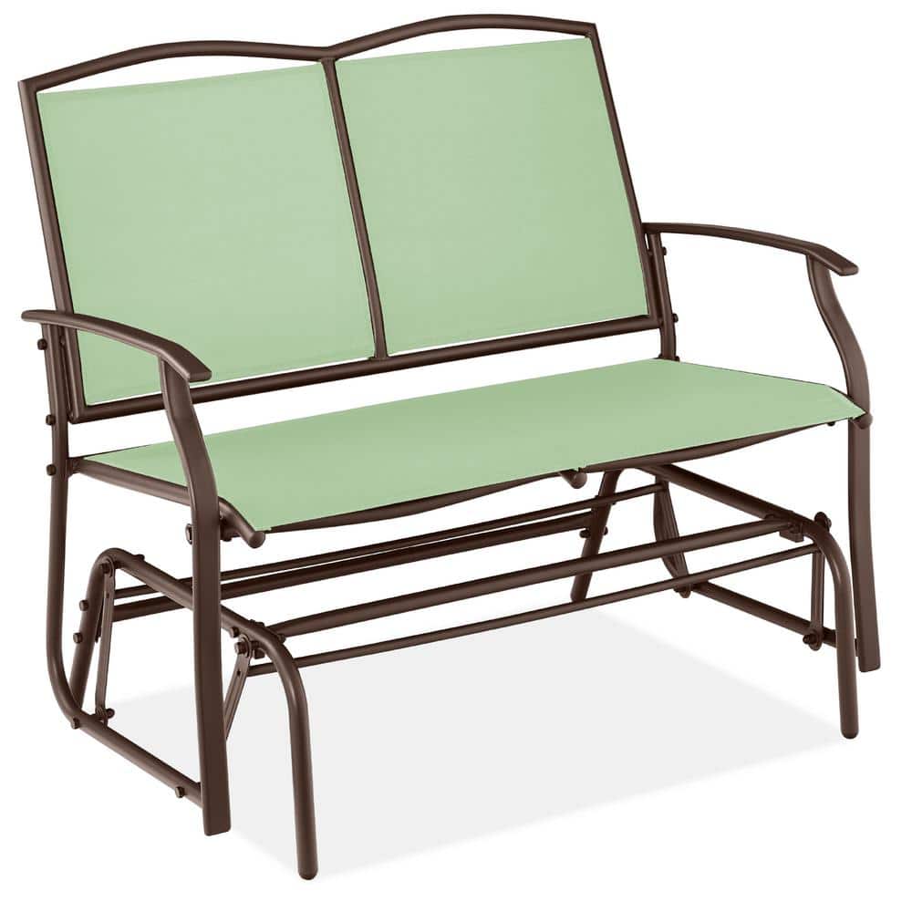 Best Choice Products Sage Green/Brown 2-Person Metal Outdoor Glider ...