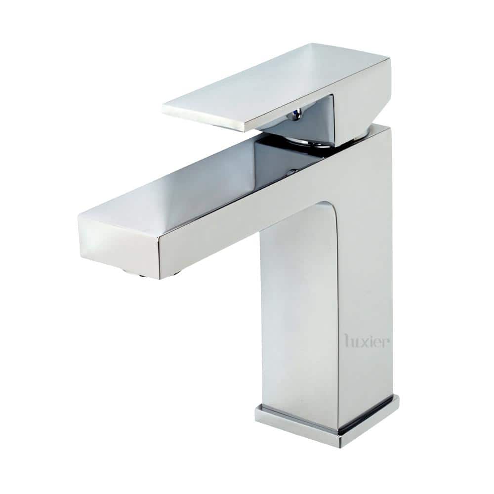 LUXIER Single Hole Single-Handle Bathroom Faucet with drain in Chrome ...