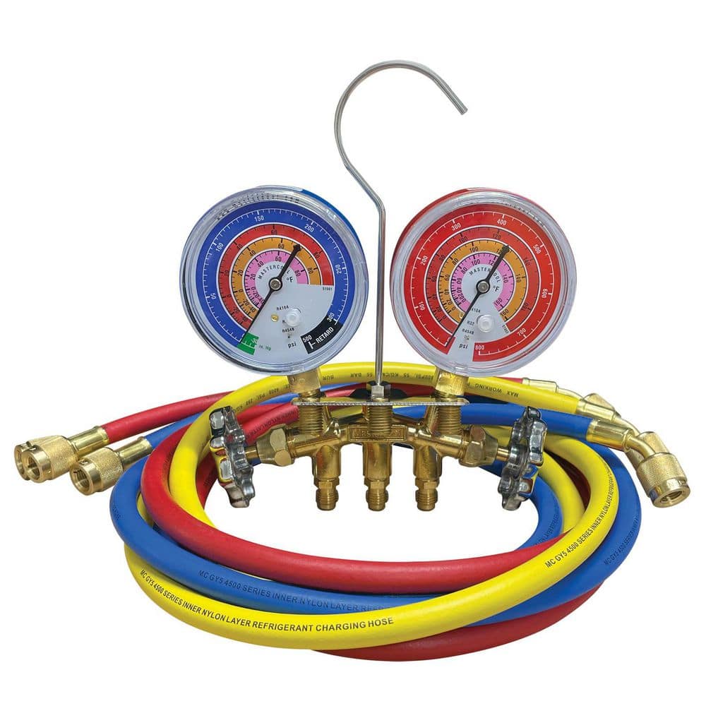Mastercool A2L Compatible 2-Way Brass Manifold Gauge Set 58161 - The ...