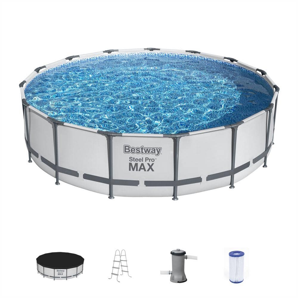 Bestway Steel Pro MAX 15 ft. Round 42 in. Deep Above Ground Pool Set ...