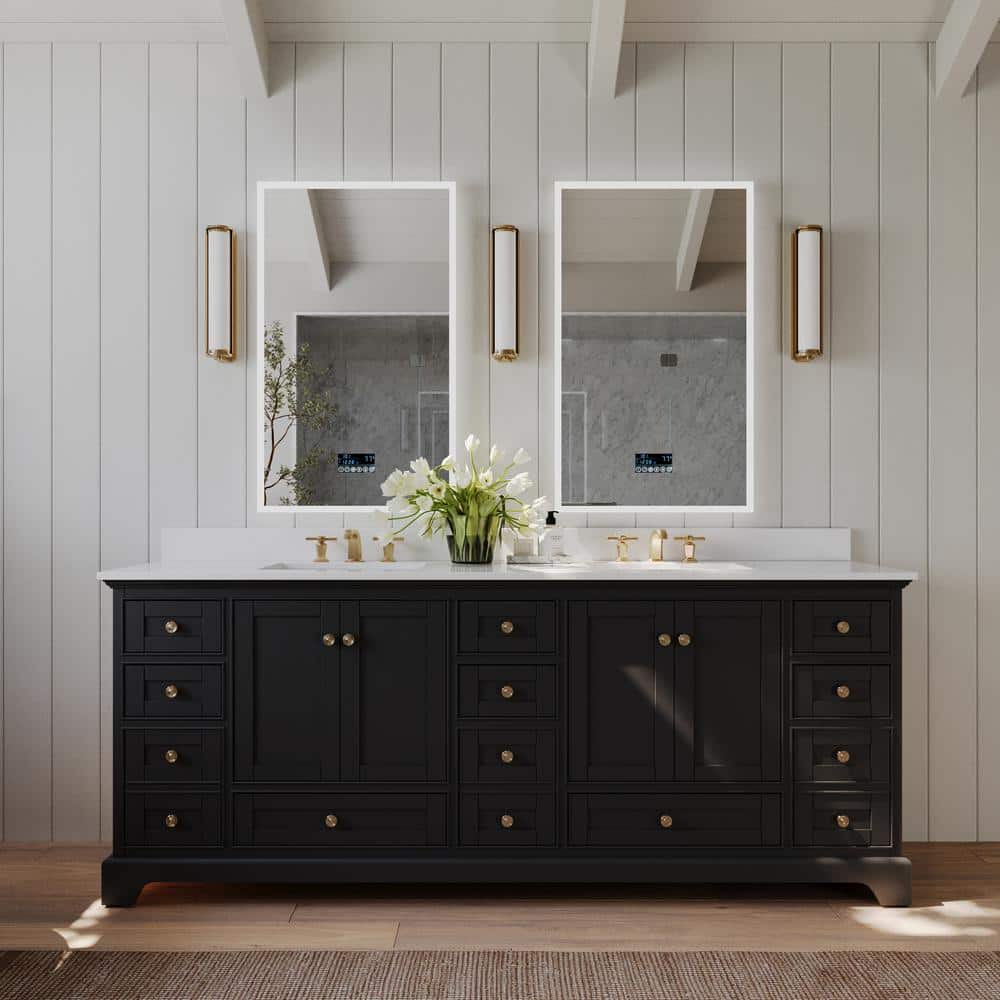 Ancerre Designs Audrey 84 in. W x 22 in. D x 34.3 in. H Double Sinks ...