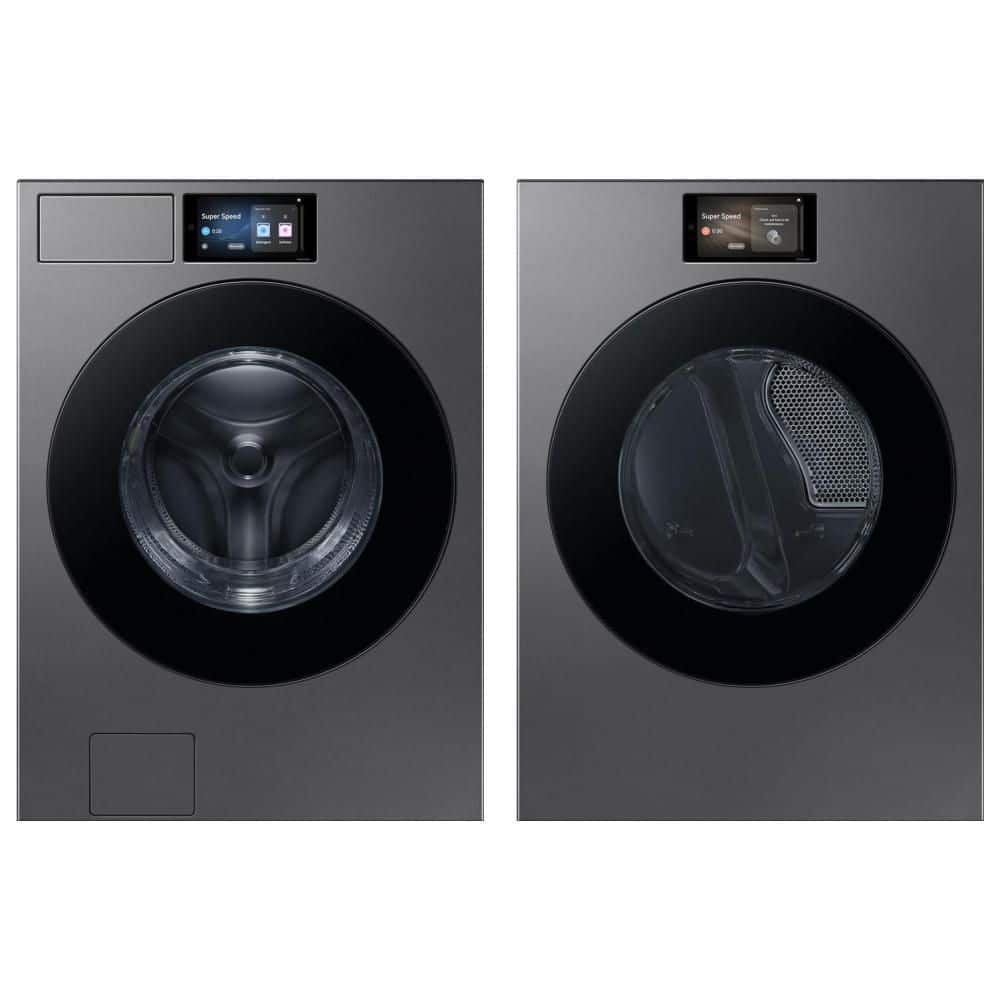 Samsung 5.3 cu ft Bespoke AI Ultra Capacity Washer and 7.6 cu ft Vented ...