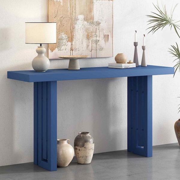 Polibi 59 in. Navy Blue Rectangle Wood Console Table Entryway Table ...