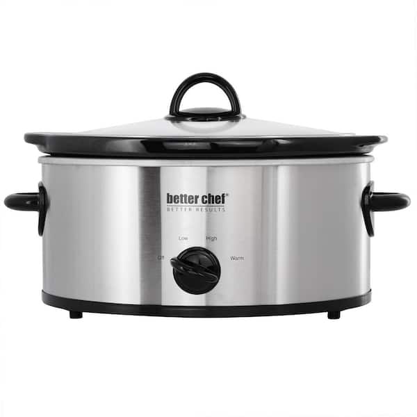 Better Chef 3 qt. Slow Cooker with Removable Stoneware Crock in Silver ...