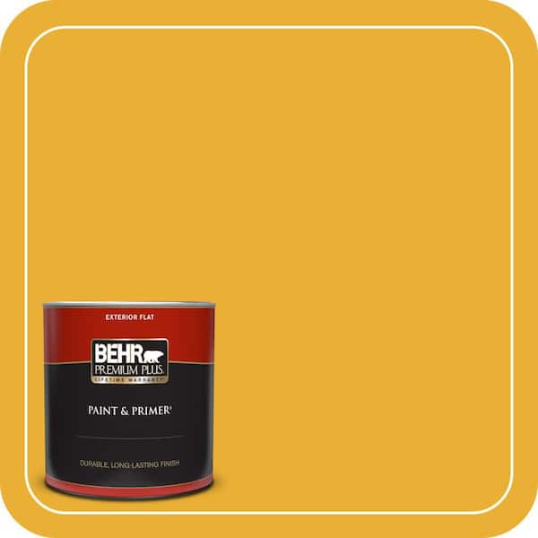 BEHR PREMIUM PLUS 1 qt. #P280-7 Midsummer Gold Flat Exterior Paint ...