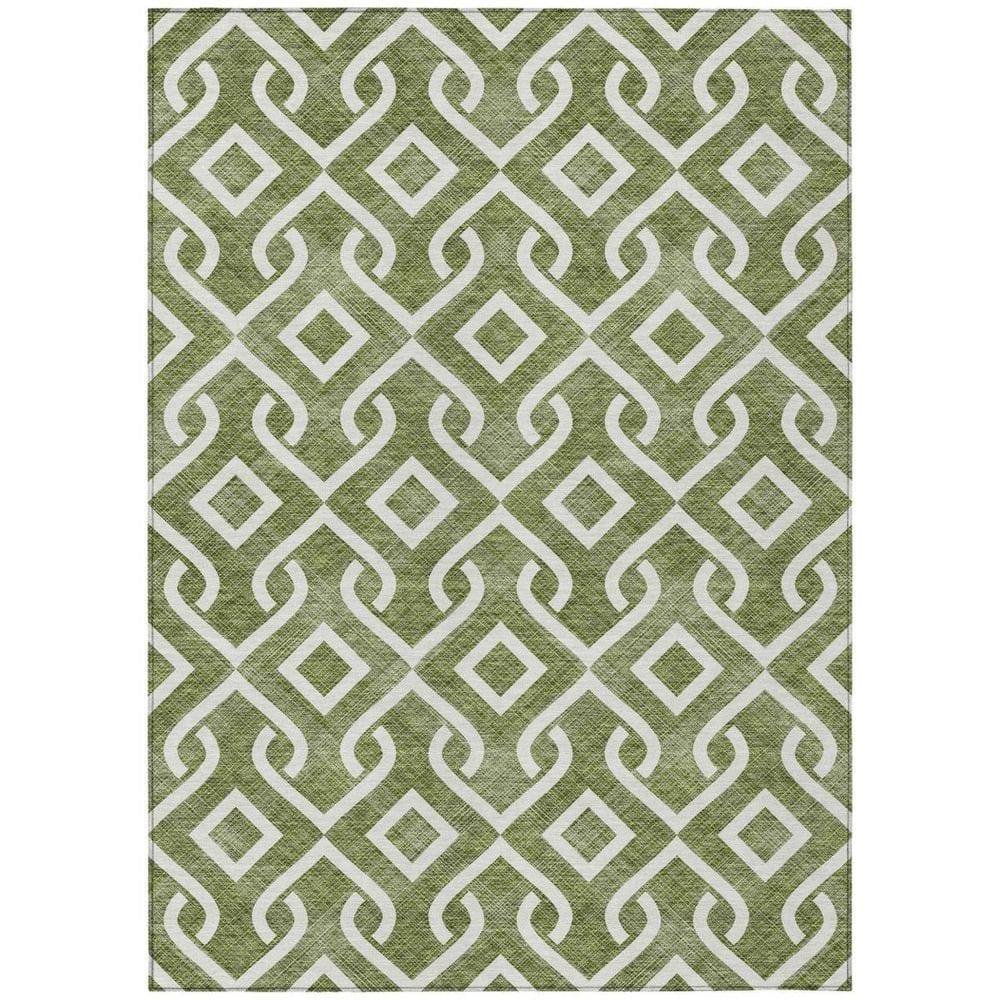 HomeRoots Olive Green, Ivory 3 ft. x 5 ft. Woven Geometric Polyester ...