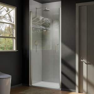 Boosicavelly 34-36 in. W x 72 in. H Pivot Semi-Frameless Shower Door in ...