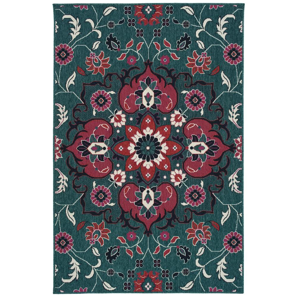 Kaleen Bitki Collection Teal 5'3" x 5'3" Round Residential Indoor ...