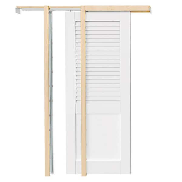 TENONER 32 in. x 80 in. Pre-Assembled Half Louvered Panel, Composite ...
