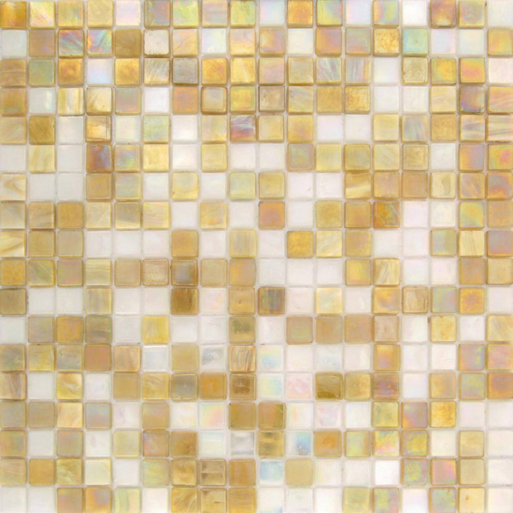 Apollo Tile Mingles 4" x 6" Glossy Yellow Gold and White Glass Mosaic ...