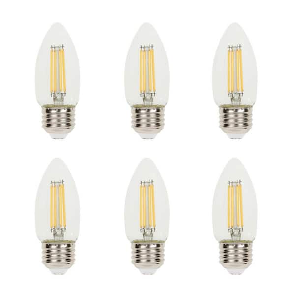 Westinghouse 60-Watt Equivalent B11 Dimmable Clear E26 Edison Filament LED Light Bulb 2700K (6 ...
