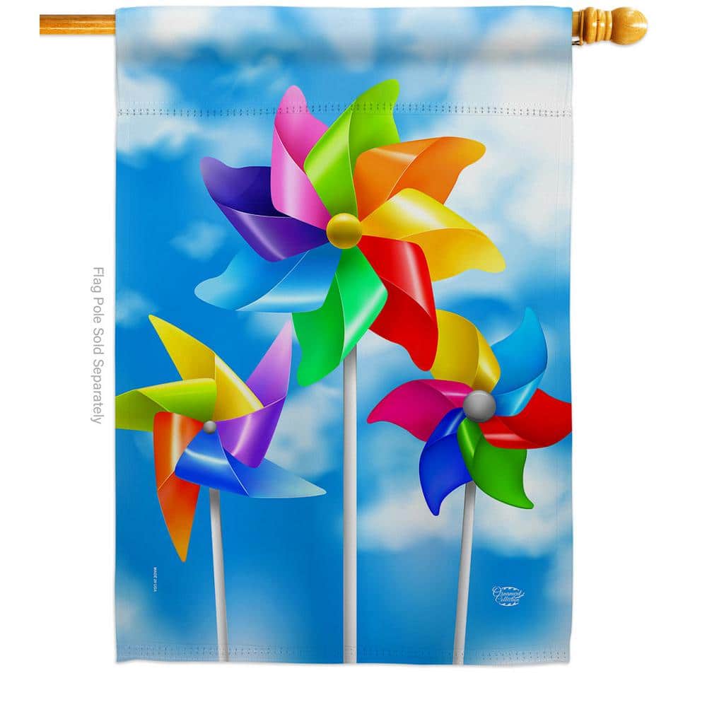Ornament Collection 28 in. x 40 in. Pinwheels Summer House Flag Double ...