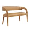 MODWAY Pinnacle in Tan 55 in. Bedroom Bench Faux Leather Accent Bench ...