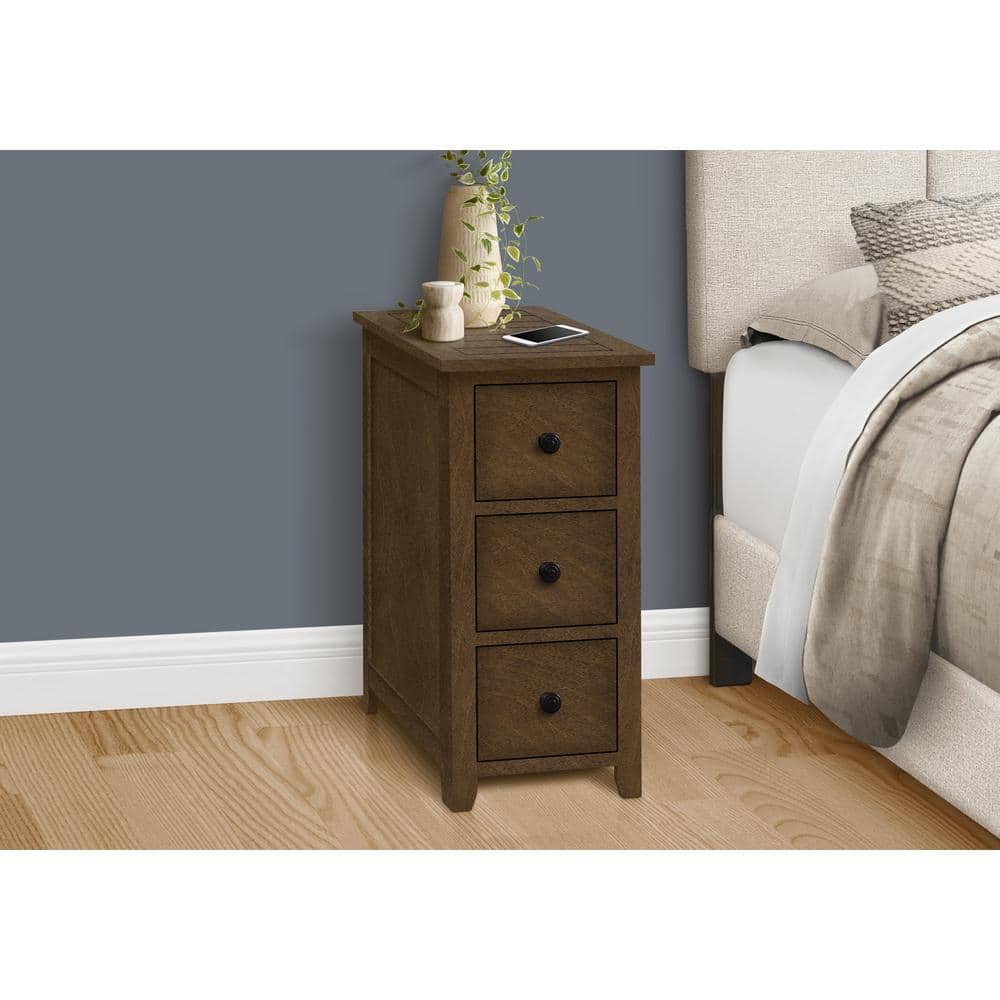 21.75 in. Espresso Veneer Rectangle Top MDF End Table with Storage ...