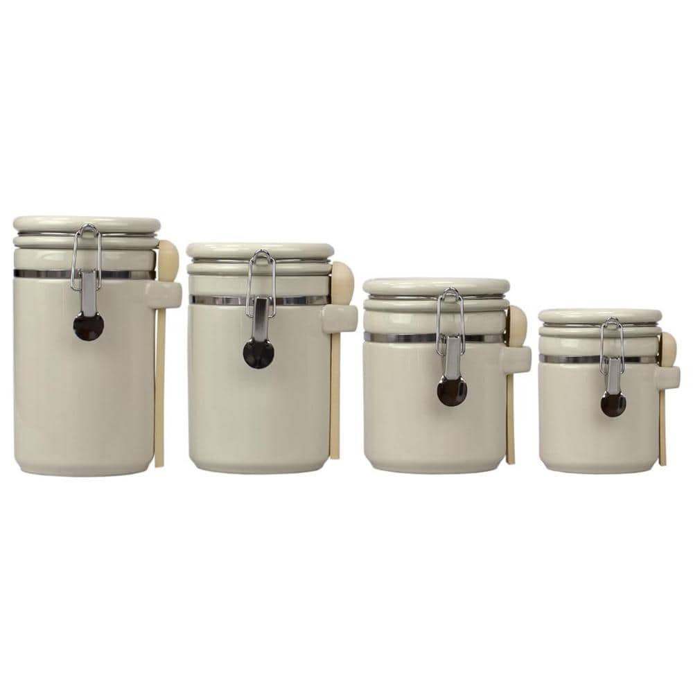 PRIMEPLUS 4-Piece Beige Ceramic Canisters Sets CS-BE4-004 - The Home Depot