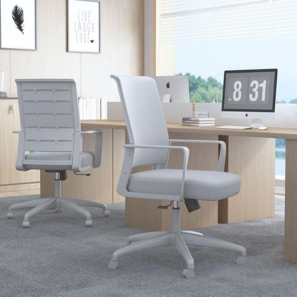BOSS Office Products BOSS Gray Fabric Seat Adjustable Height Ergonomic ...