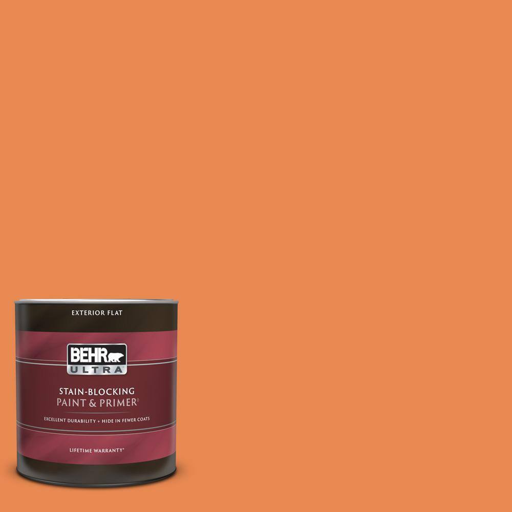 BEHR ULTRA 1 qt. #P210-6 Mandarin Flat Exterior Paint & Primer 485304 ...
