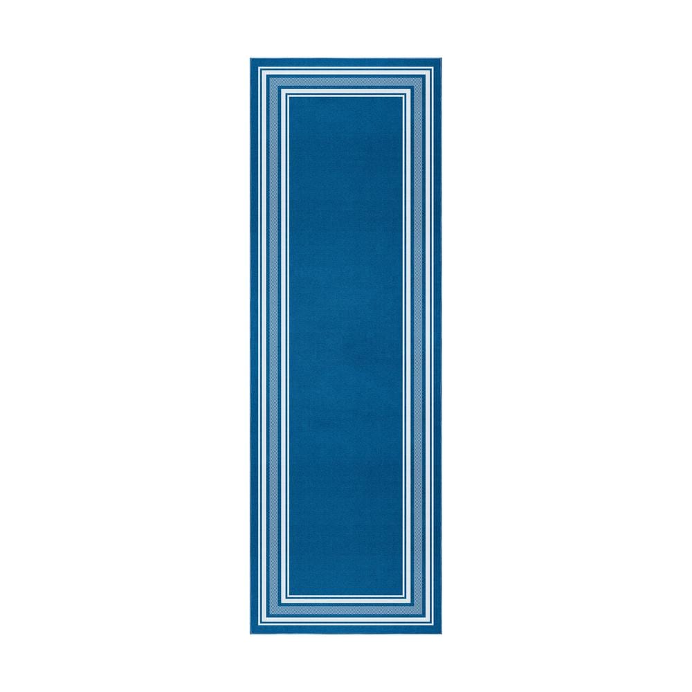 Beverly Rug 2 X 5 Blue Carmel Bordered Non Slip Runner Indoor Area Rug ...