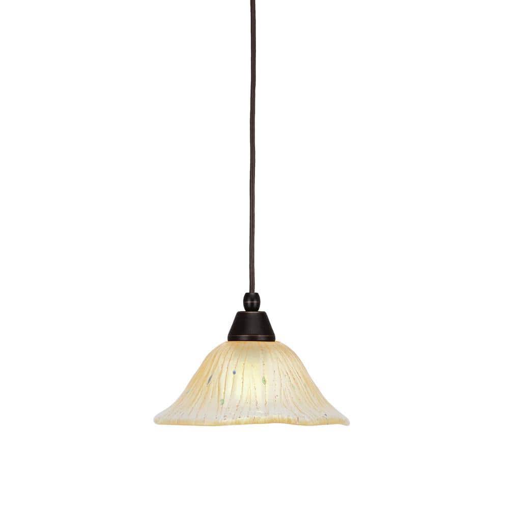 Bryson 100-Watt 1-Light Brown Shaded Pendant Light Mini Pendant with 10 ...